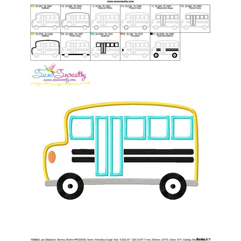 School Bus-2 Applique Design Pattern