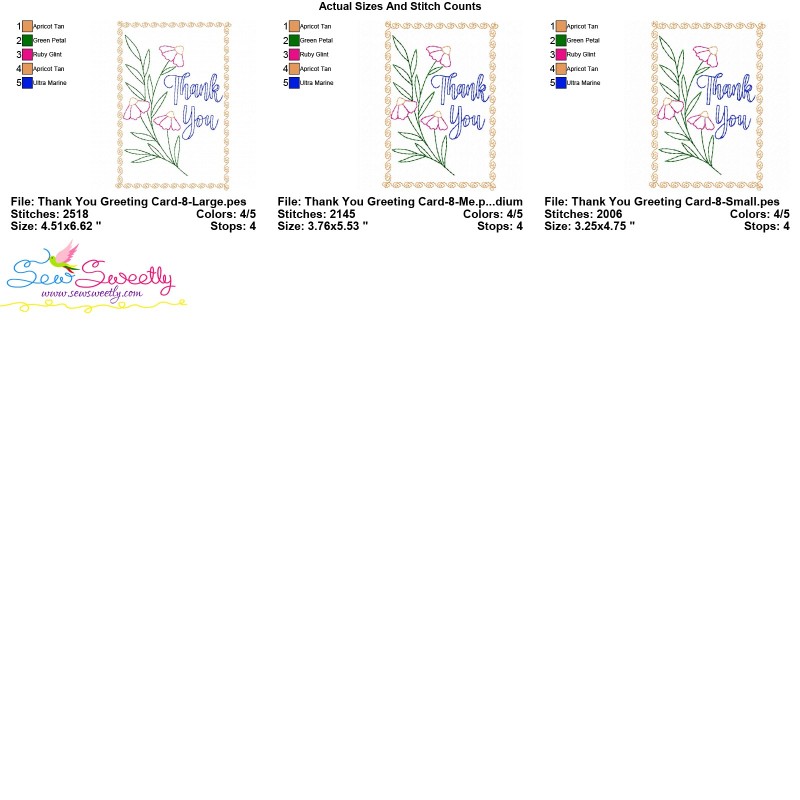 Cardstock Embroidery Design - Thank You Greeting Card-8