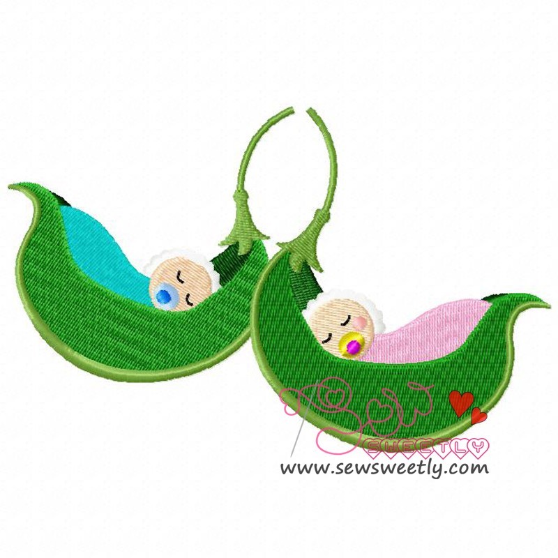 Two Babies In a Pod Embroidery Design Pattern