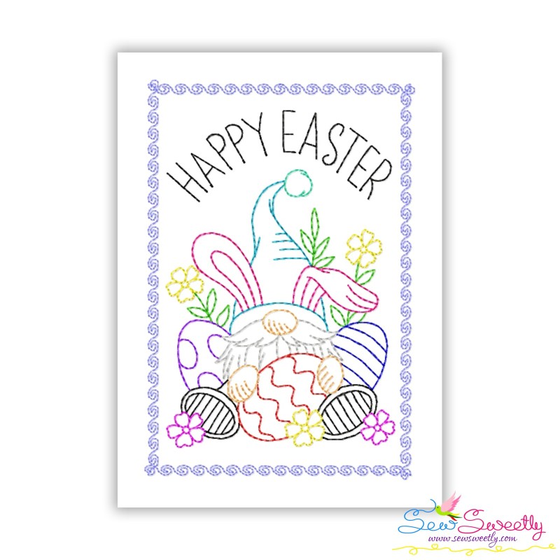 Easter Cardstock Embroidery Design - Happy Easter Gnome