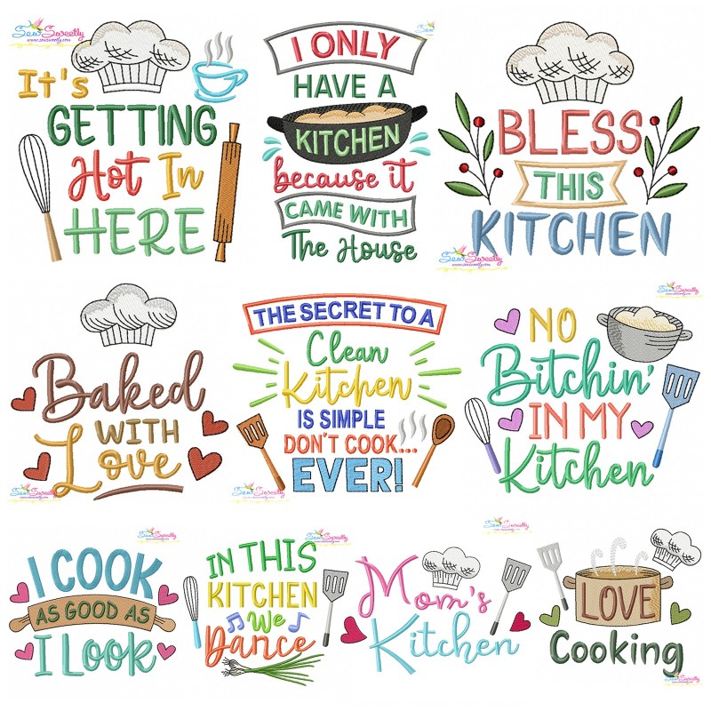 Kitchen Lettering Embroidery Design Bundle