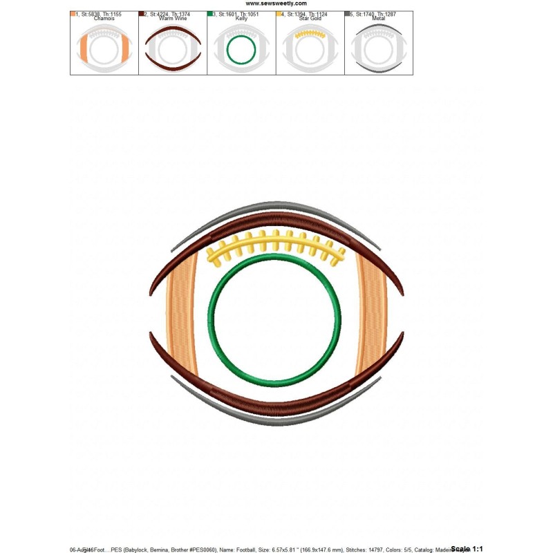 Football Monogram Embroidery Design Pattern