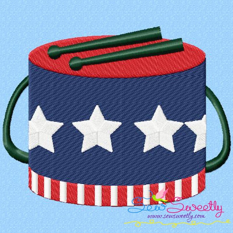 4th of July Drum Patriotic Embroidery Design Pattern