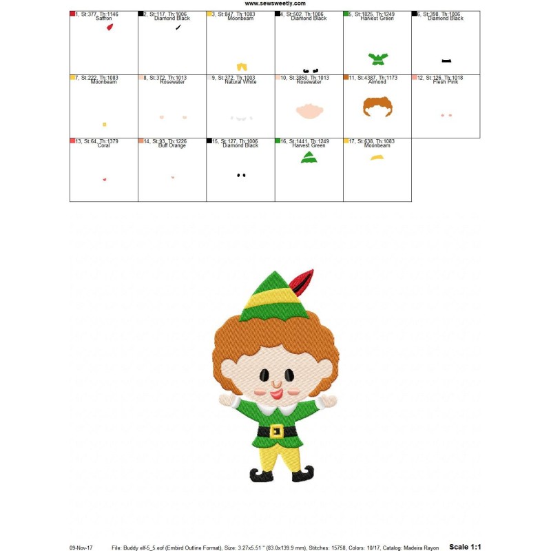 Buddy elf Embroidery Design Pattern