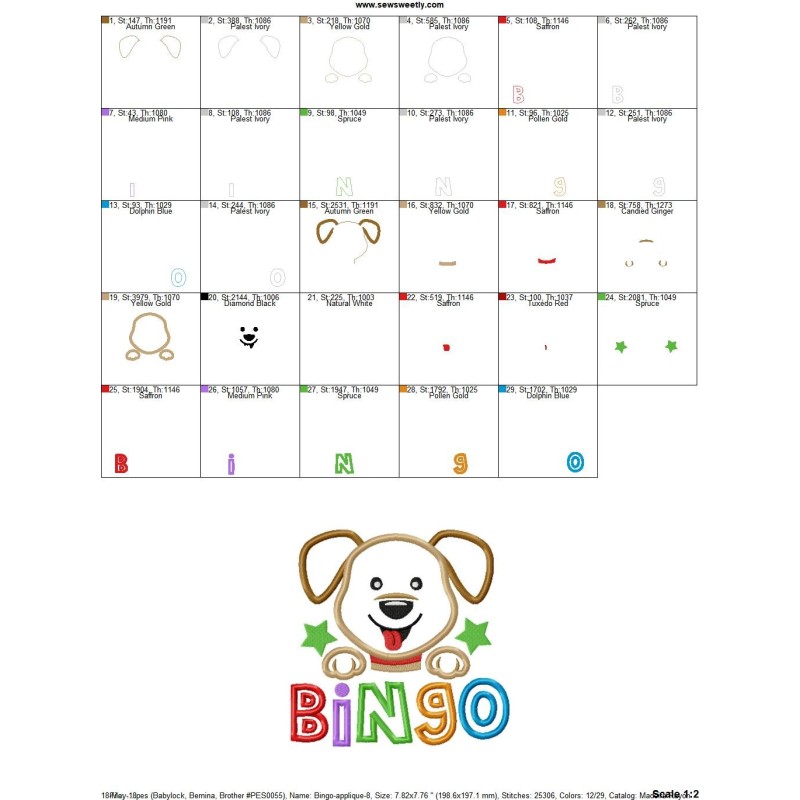 Bingo Nursery Rhyme Applique Design Pattern