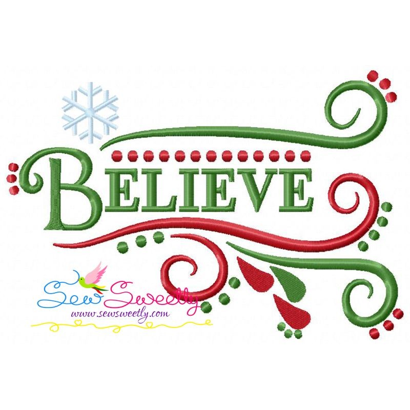 Believe Lettering Embroidery Design Pattern