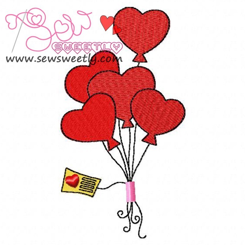 Heart Balloons Embroidery Design Pattern
