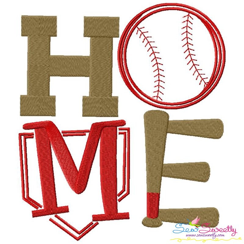 Baseball Home Machine Embroidery Design Pattern