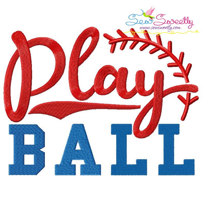 Play Ball Lettering Embroidery Design Pattern